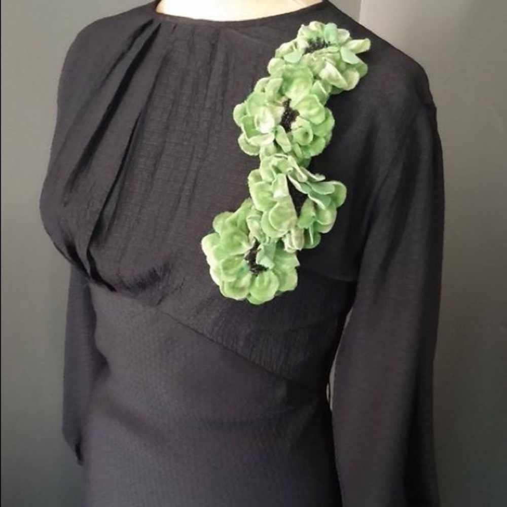 1930s Black Vintage Gown, Dramatic Split Sleeve - Gem